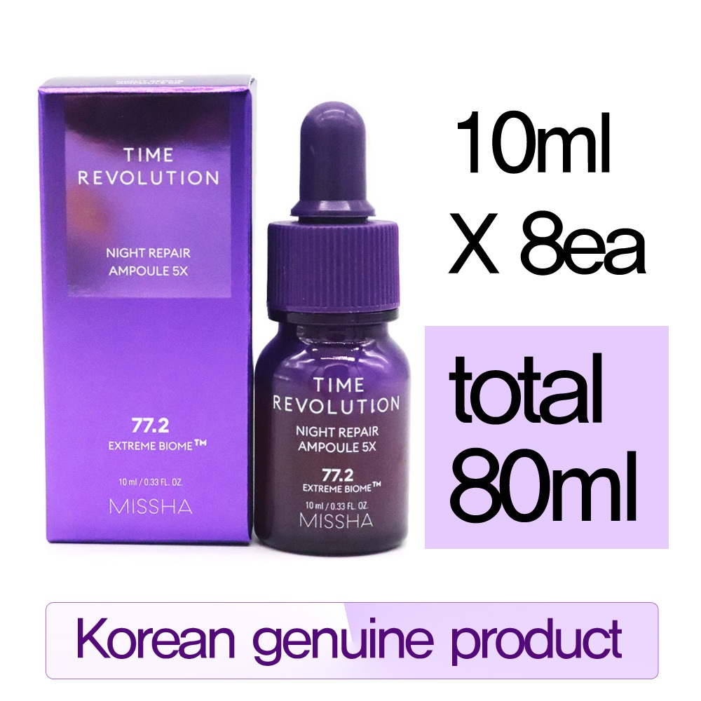Missha Time Revolution Night Repair Ampoule 5x [Mini 10ml X 8ea Total 80ml] | Shopee Singapore