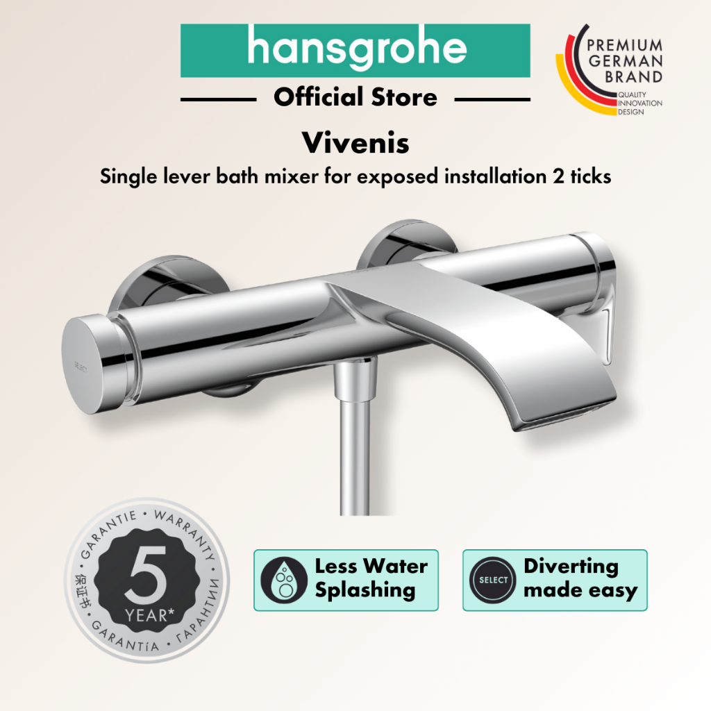 hansgrohe bath mixer Vivenis - single lever bath mixer tap for exposed ...