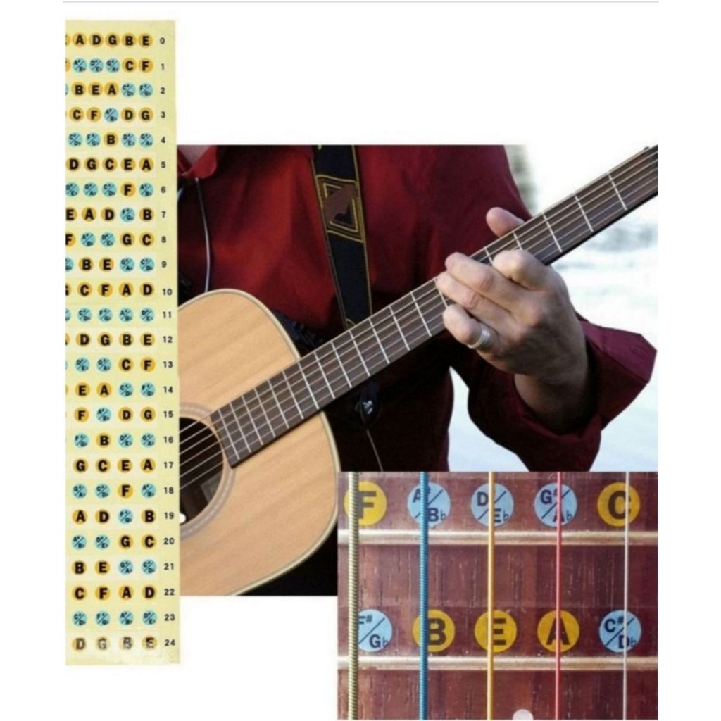 Guitar Fretboard Note Labels Sticker - 6-String Guitar Bass Fretboard ...
