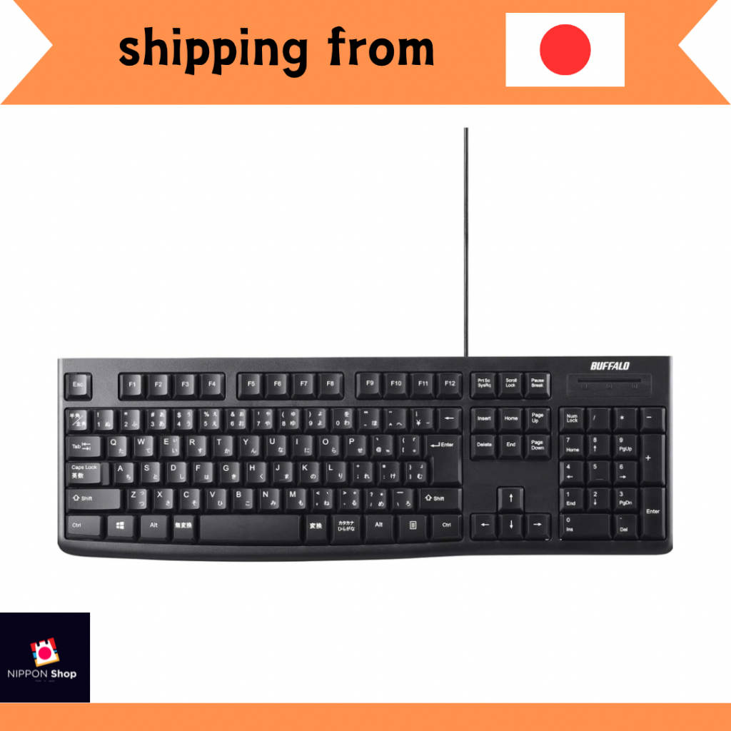 BUFFALO USB Wired Standard Keyboard Japanese Layout Black BSKBU100BK ...
