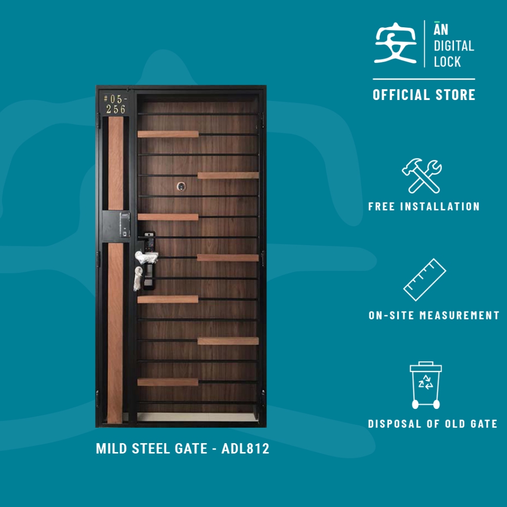 Mild Steel HDB Metal Gate (ADL812) | AN Digital Lock | Shopee Singapore