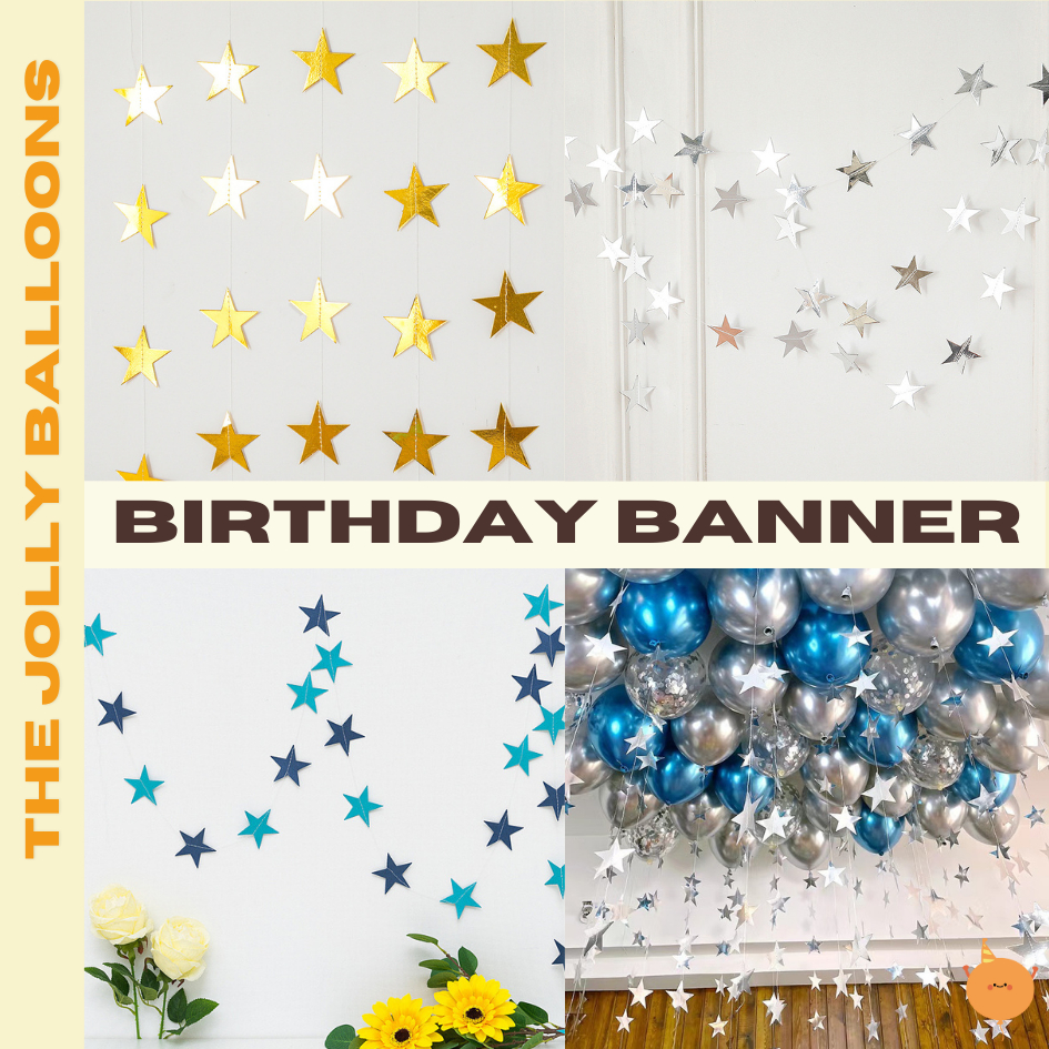 [SG Stock] 4M Party Paper Banner Glitter Stars Garland Banner Birthday ...