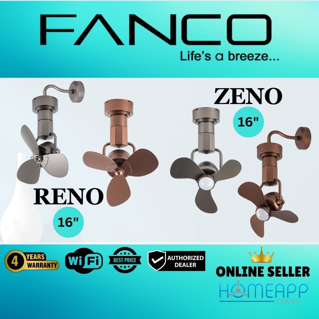 Installation FANCO Reno 16" Zeno 16" DC ceiling corner wall fan remote ...