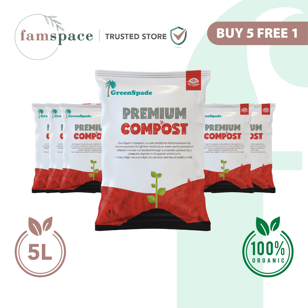 [Buy 5 Get 1 Free] FS - Green Spade - Premium Compost 5L | Shopee Singapore