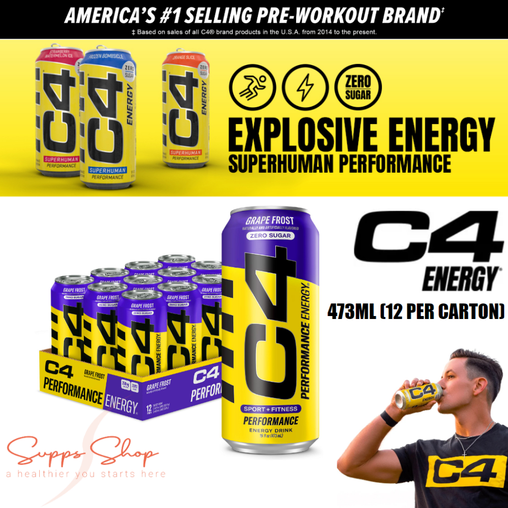 Cellucor C4 Energy RTD Performance Energy Drink Zero Sugar (473ml x 12 ...