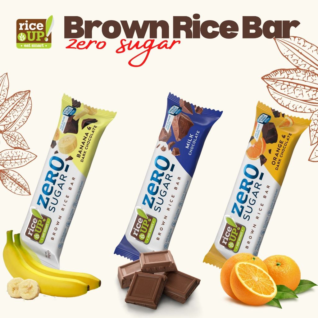RiceUP! Zero Sugar Brown Rice Bar | Orange & Dark Chocolate | Banana & Dark Choc | Milk Choc ...