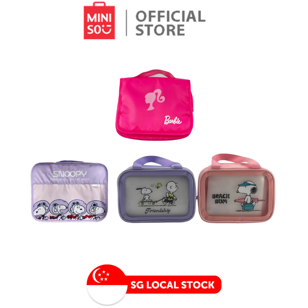 MINISO Barbie Collection Toiletry Bag with Hook/ Snoopy Summer Travel ...