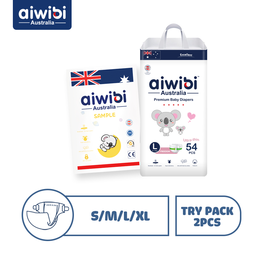[Try Pack] Aiwibi Natural Premium Night Taped Diapers - S/M/L/XL Sizes ...
