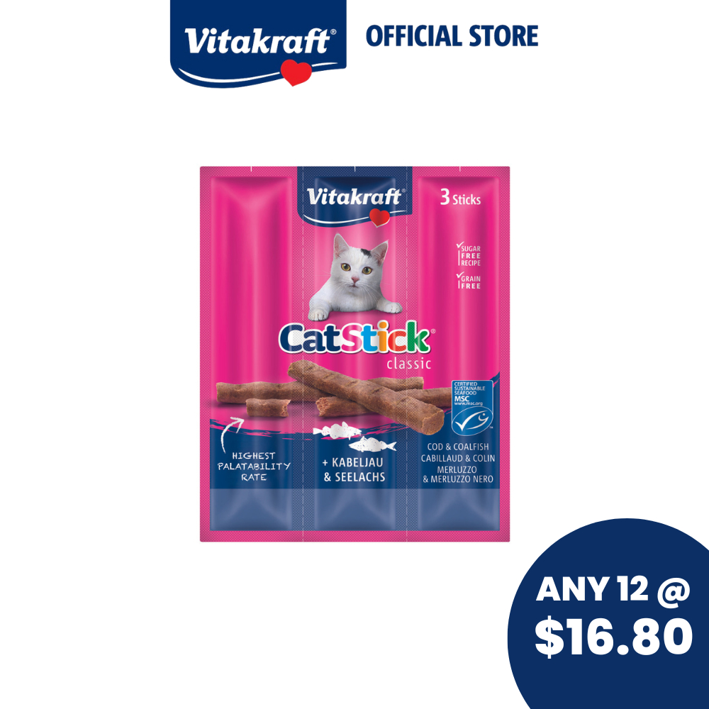 Vitakraft Cat Stick 3 Pieces (Cat Treats Snacks) - Salmon/ Salmon ...