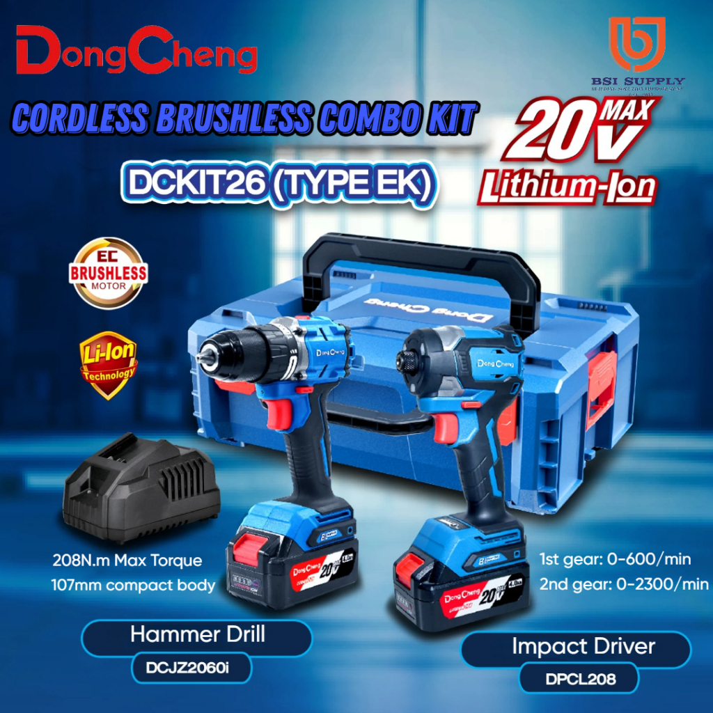 (SG STOCK) DONG CHENG Cordless Combo Set ( Impact driver + Hammer drill ...
