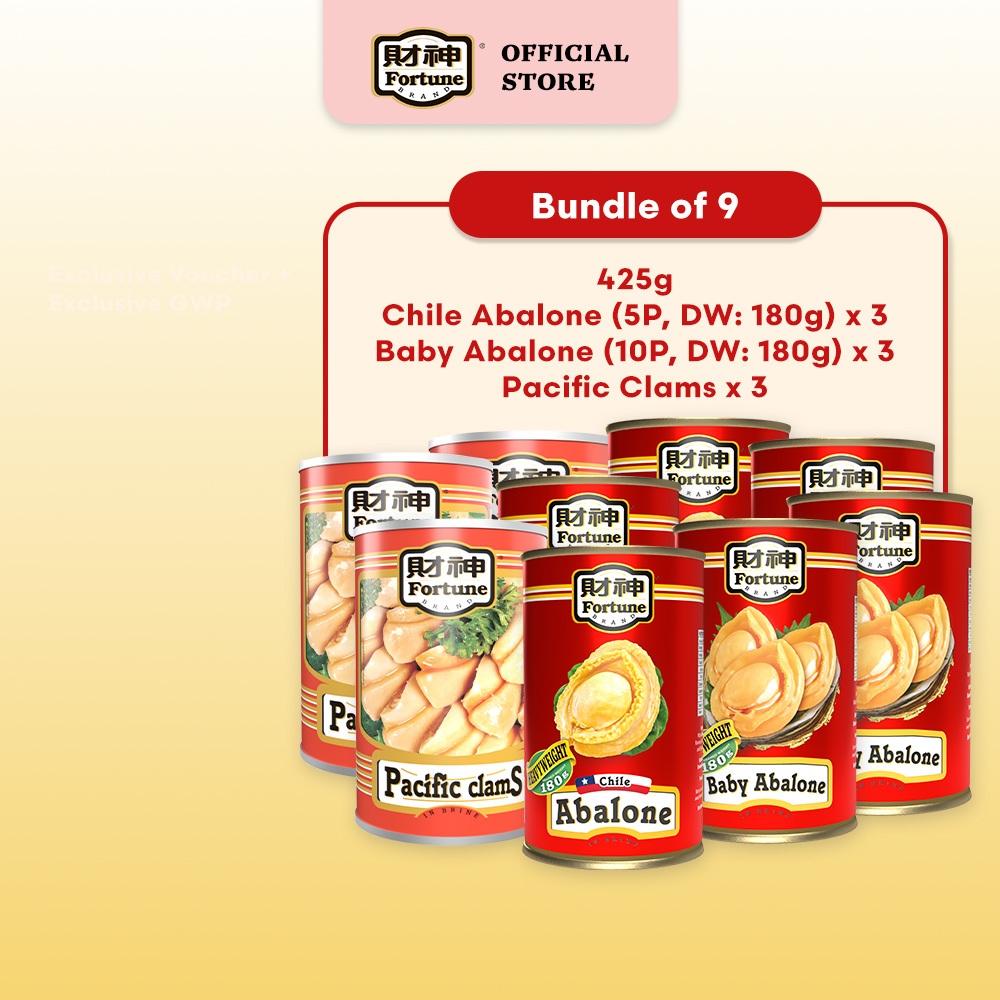 Everlasting Harmony 九九同心- Fortune Chile Abalone 425g (6 - 8P)x3 + Baby Abalone 425g (8P)x3 ...