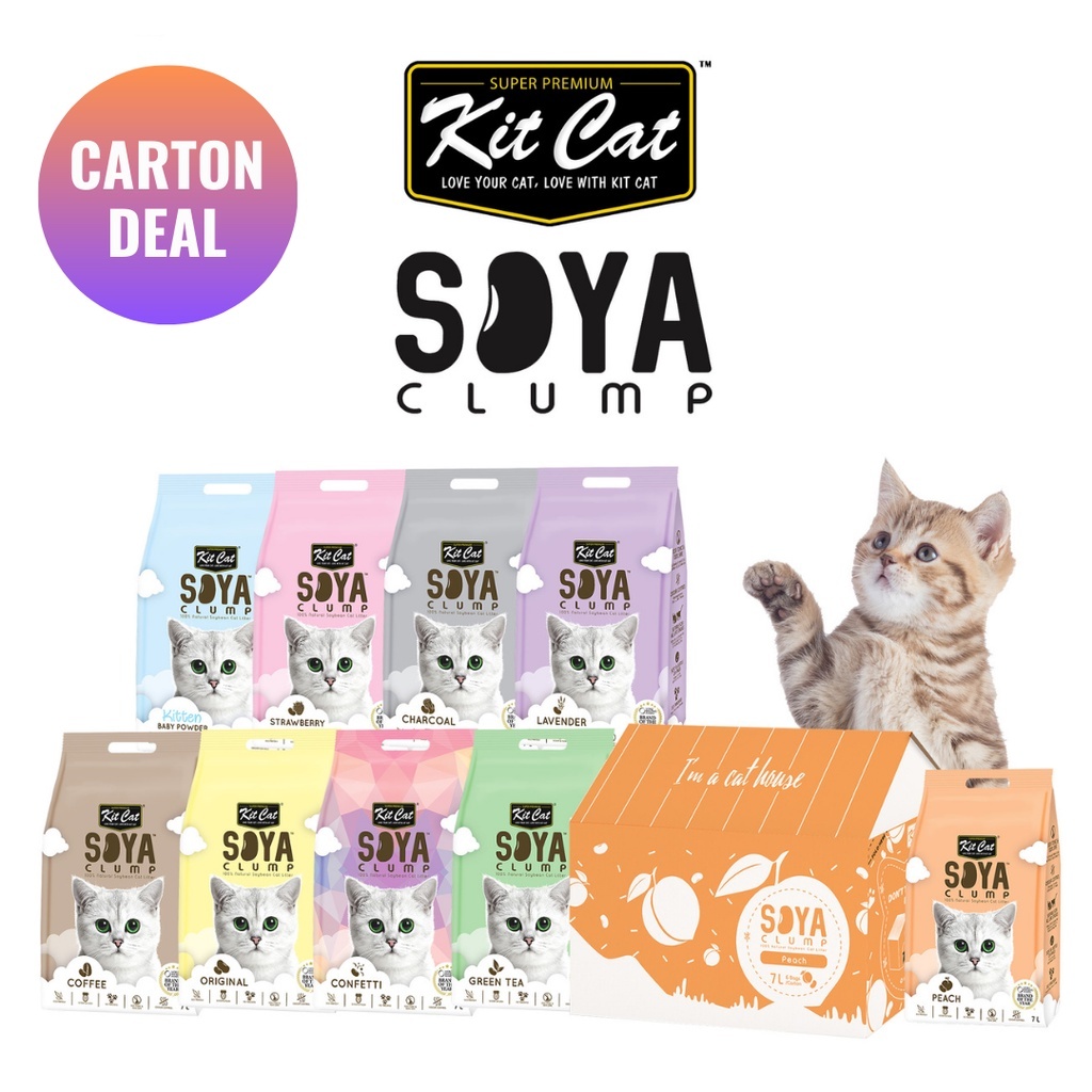 OLD PACKAGING Kit Cat Soya Clump Cat Tofu Litter 7L x 6 Bags | Shopee ...