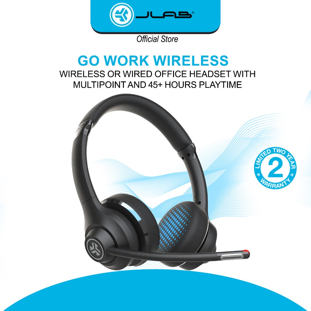 JLab GO Work Wireless On-Ear Headphones 45+ hours Bluetooth Playtime ...