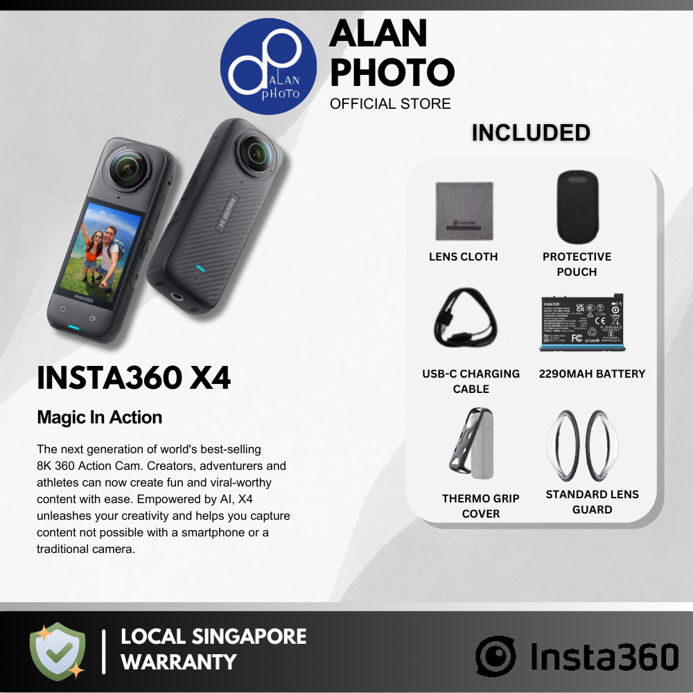 Insta360 X4 8K 360 Video / 72MP Photo Dual Lens Pocket Action Camera ...