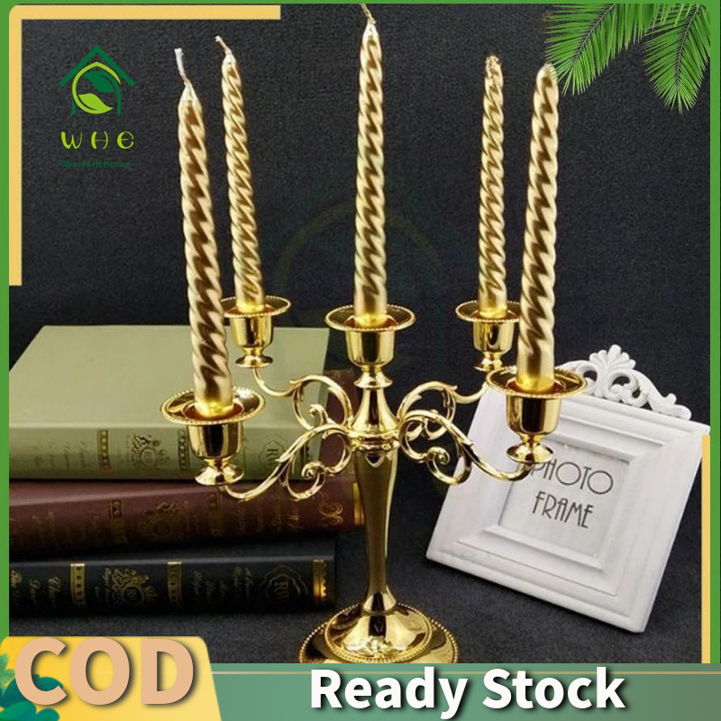 【COD】3pcs Taper Twisted Smokeless Dining Table Wedding Spiral Long ...