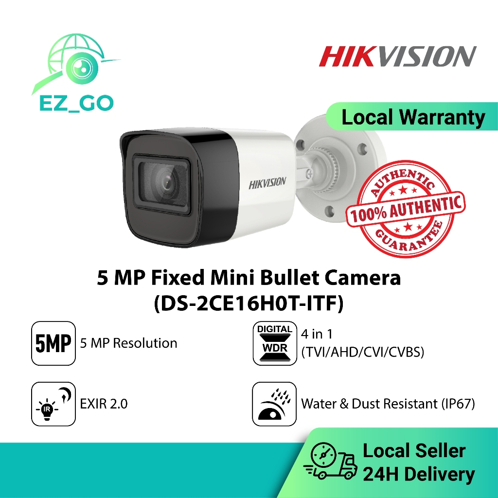 [SG SELLER] HIKVISION 5MP Fixed Mini Bullet Analog Camera DS-2CE16H0T ...