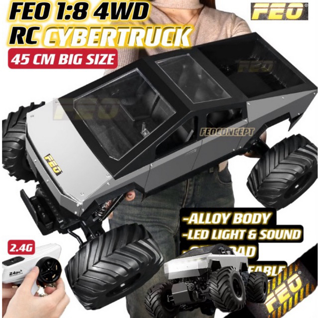 FEO Rc CYBERTRUCK 1:8 Ultra Large 45Cm Alloy Rc Crawler LED Remote ...