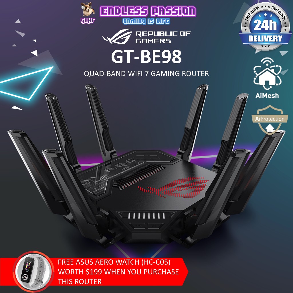 ASUS ROG Rapture GT-BE98 Quad Band WIFI 7 BE25000 Gaming Router | Shopee Singapore