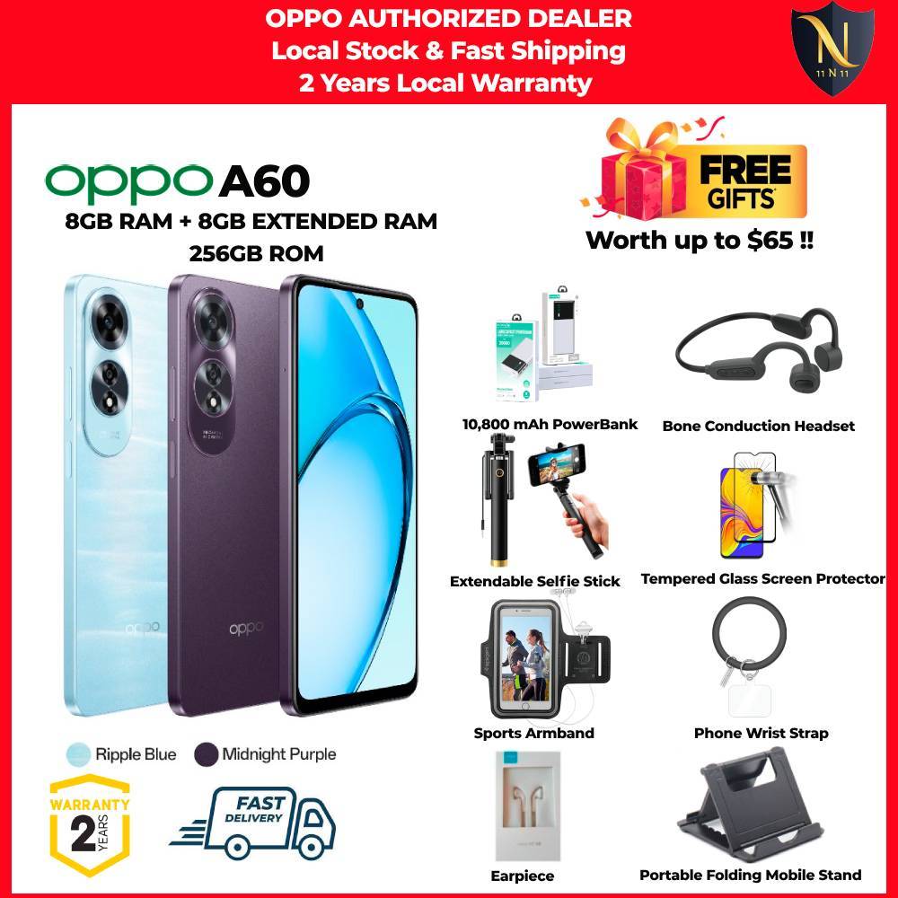 FREE $65 WORTH OF GIFTS & FREE Delivery | OPPO A60 /8GB RAM + 8GB ...