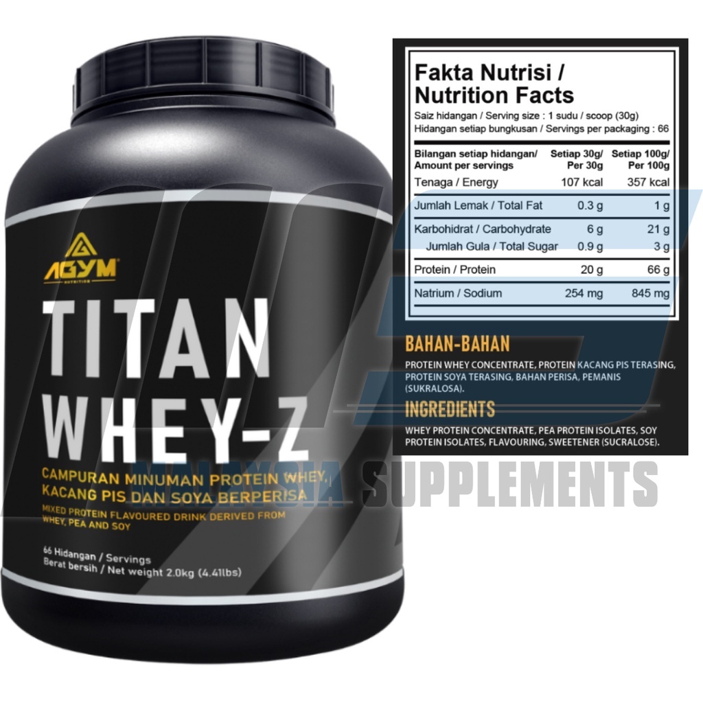 SG SELLER ️TESTER 30g 1 serving Agym Titan Whey Protein 2kg 66 Servings ...