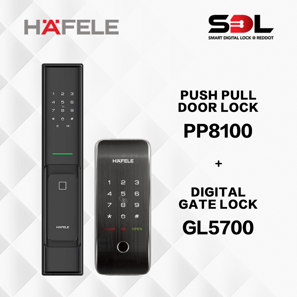 Hafele Digital Door Lock PP8100 + Digital Gate Lock GL5700 Bundle Set ...