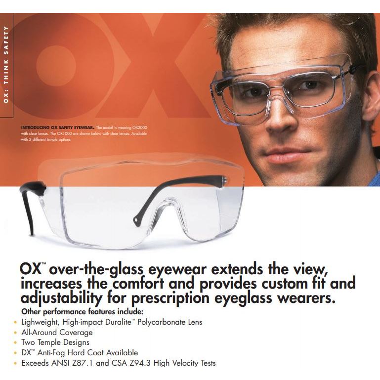 3M™ OX™ Protective Eyewear 2000, 12166, Clear Anti-Fog Lens, Black ...
