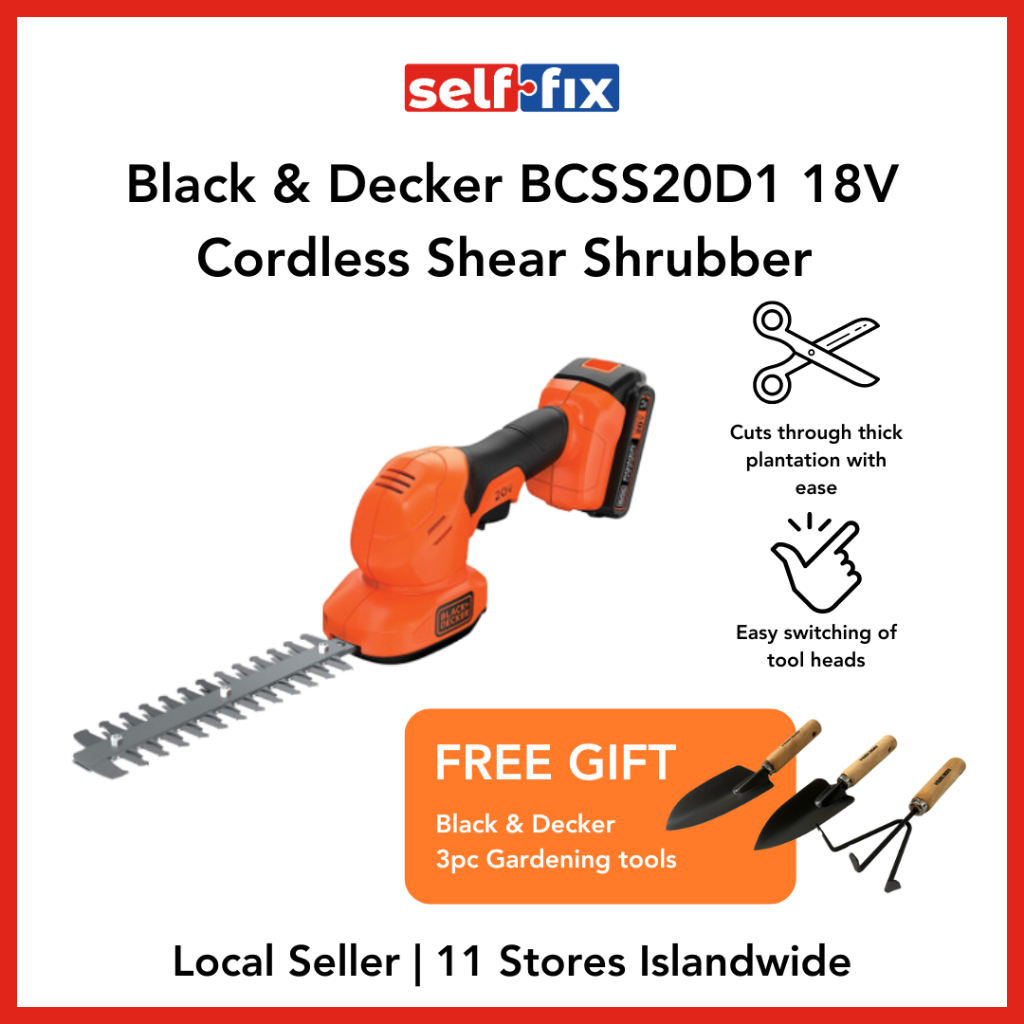 *FREE GARDENING TOOLS* Black and Decker CORDLESS 18V Shear Shrubber ...
