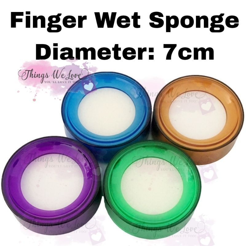 [SG] [FREE SHIP] Finger Wet Sponge Damp Damping Round Container Cashier ...