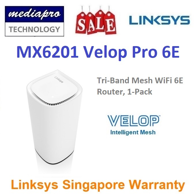 Linksys MX6201 VELOP PRO 6E AXE Tri-Band Mesh WiFi 6E Router ( 1 Pack ...
