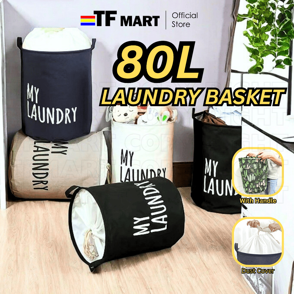 TFMART (BIG SIZE 80L) Laundry Basket Bag Bakul Baju Kain Laundry Dobi ...
