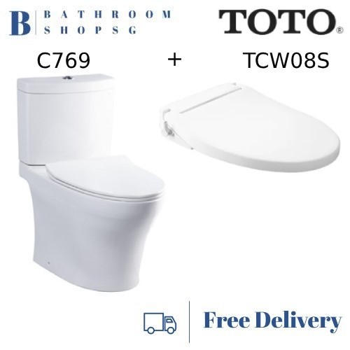 TOTO C769 Close Coupled Toilet Bowl bundle with TCW08S Ecowasher ...