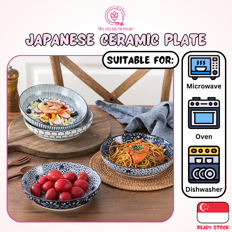 SG Ready Stock - Japanese Ceramic Plate Bowl - 650ml - 1 Set 4 Designs ...