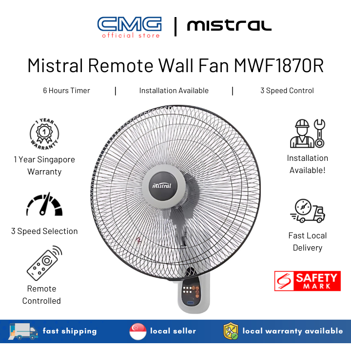 *Installation Available* Mistral 18" Wall Fan with Remote Control ...