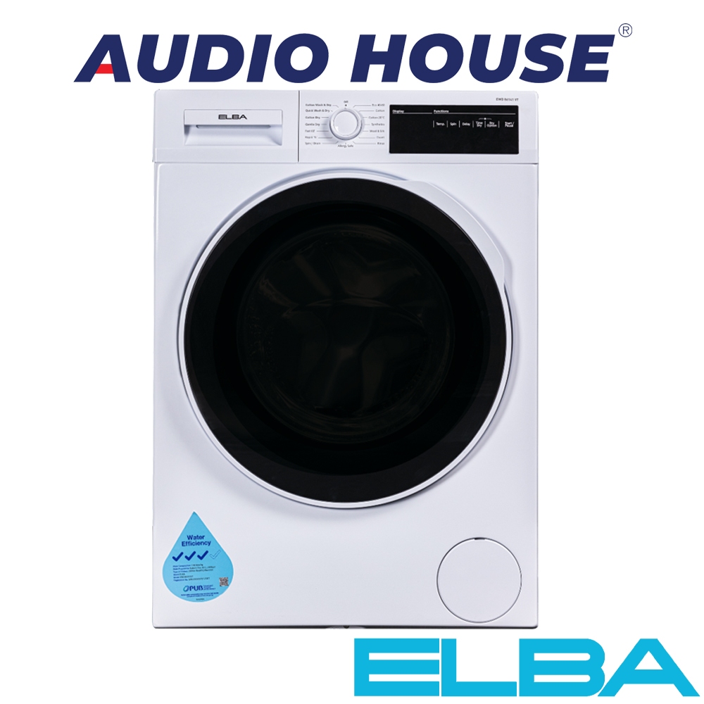 ELBA EWD-86141VT 8/6KG FRONT LOAD WASHER DRYER COLOUR: WHITE WATER ...