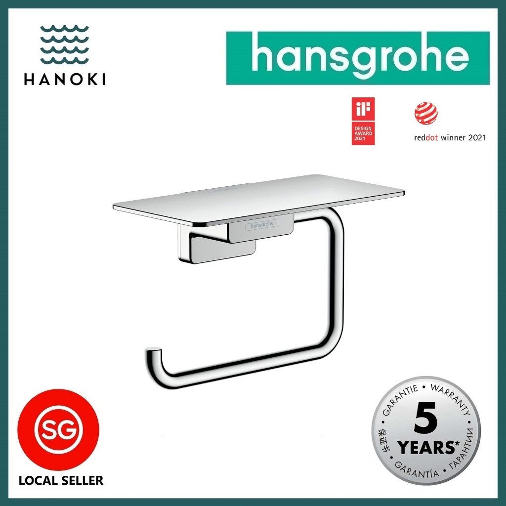 hansgrohe AddStoris Toilet paper holder with shelf (Chrome) | Shopee Singapore