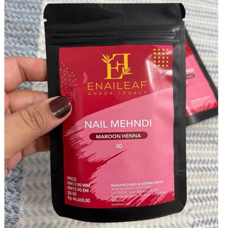 (New batch) ENAILEAF Maroon/ Mahogany with nail buffer, set of 3 | Daun ...