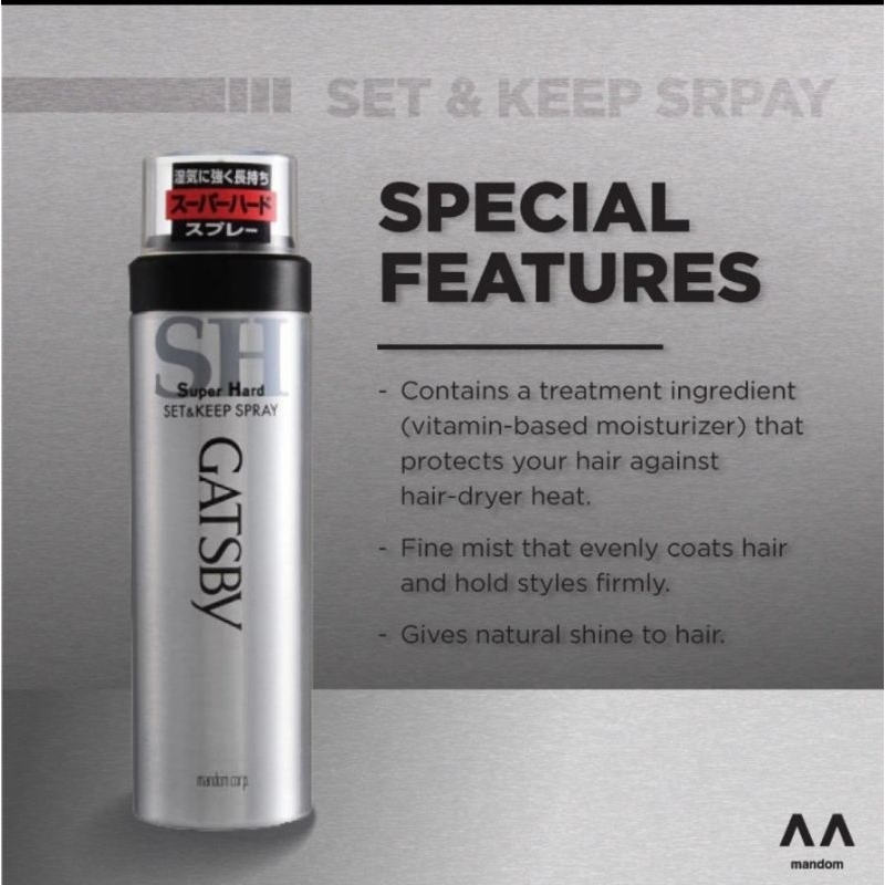 GATSBY Set & Keep Spray Super Hard 180g / Ultra Hard 200ml (mens hair ...