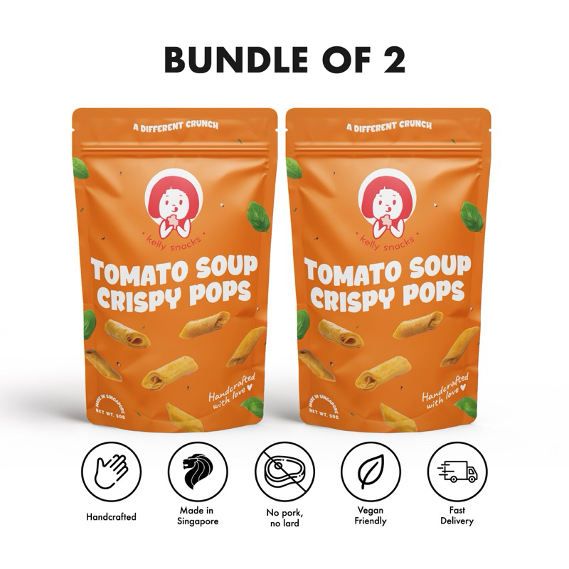 [Bundle of 2] Kelly Snacks Tomato Soup Crispy Pops 70g x 2 | Shopee ...