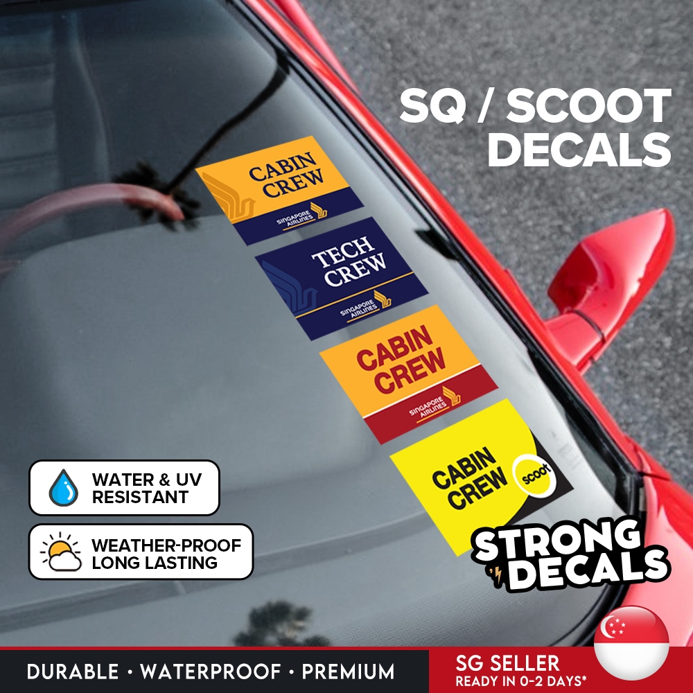 [SG Seller] SQ SIA Scoot Cabin Tech Crew Static Decal Sticker (1pc ...
