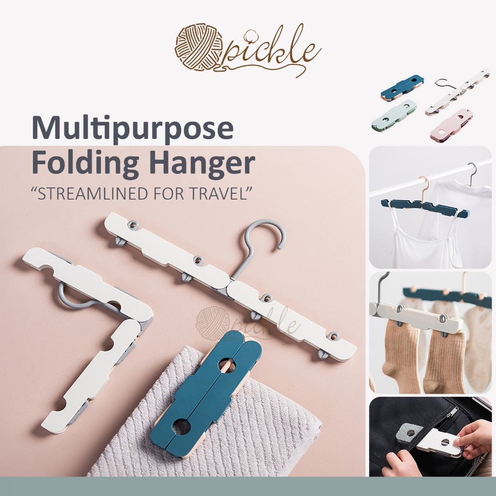 Multipurpose Folding Hanger Foldable Travel Hanger with Clips Hygienic ...