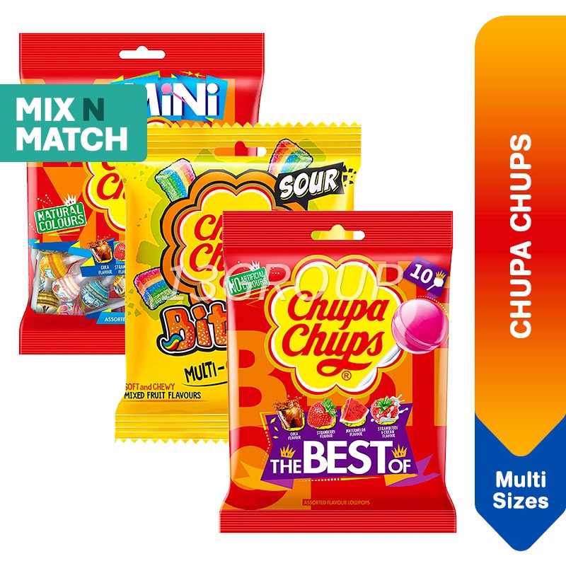 Chupa Chups Lollipop Mini Candy Gummy Candies Snacks, Assorted | Shopee ...