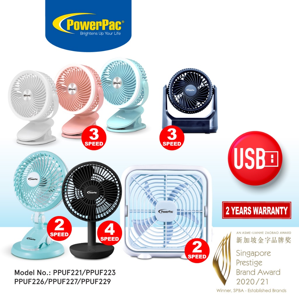 PowerPac USB Fan, Portable Fan | Rechargeable Fan | Clip Fan | Desk Fan ...