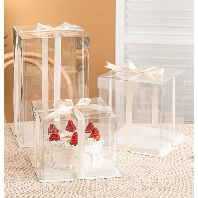 Transparent Cake Box 4”/6”/8”/10” (2/5pcs) | Shopee Singapore