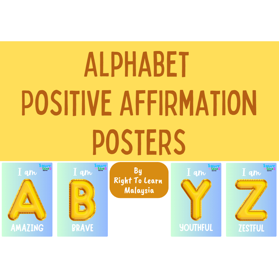 PDF/ SOFTCOPY Positive Affirmation ALPHABET Posters/ Flashcards with ...