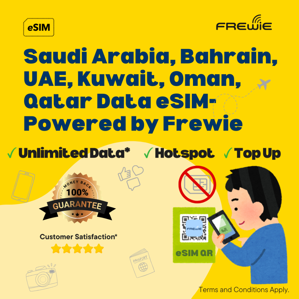 Saudi Arabia, UAE, Qatar, Oman, Kuwait & Bahrain eSIM Data Roaming|Topup Available|QR Code via ...