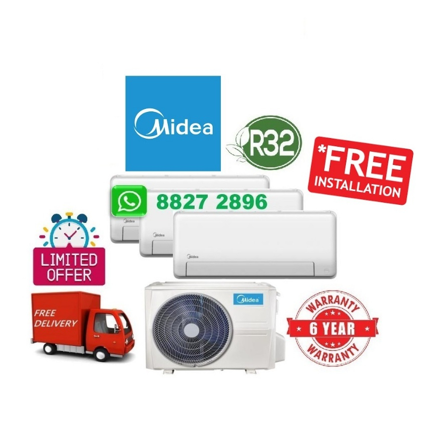 *ALL-NEW-DESIGN* Midea (R32) System 3 Aircon + FREE Dismantle ...