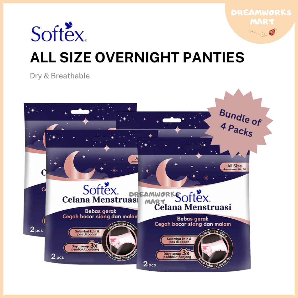 [Bundle of 4 Packs] Softex All Size Overnight Panties Dry & Breathable ...