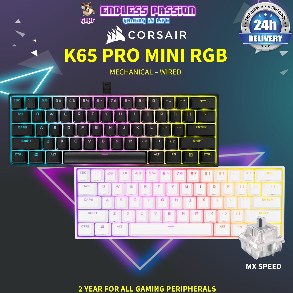 Corsair K65 RGB Mini 60% Mechanical Gaming Keyboard - Cherry MX Speed ...