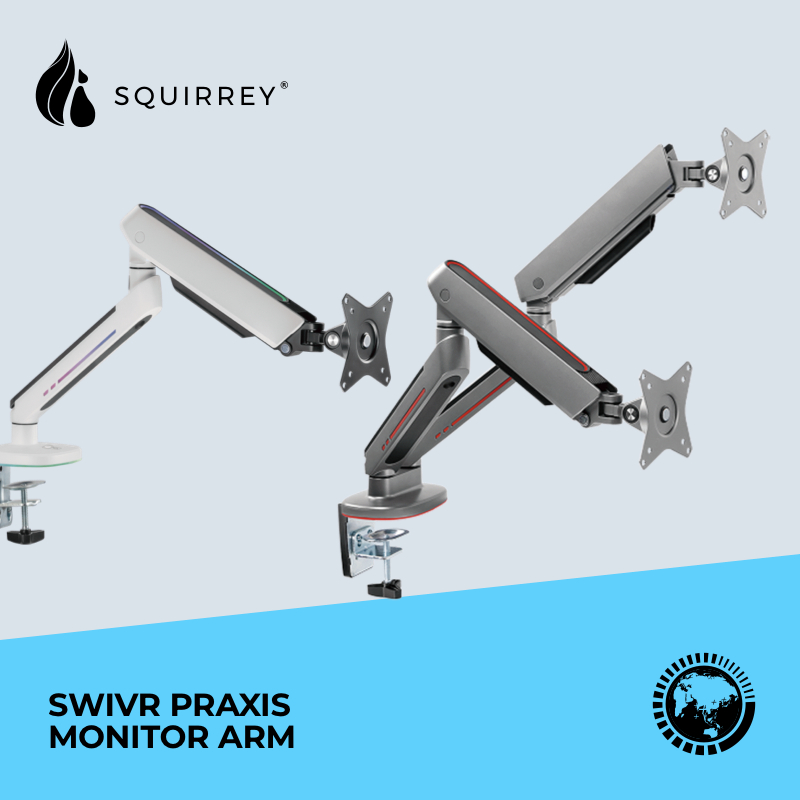 Squirrey Swivr Praxis Mechanical Spring Monitor Arm [Gaming, VESA ...