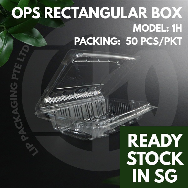 OPS Box 1H with lock (50pcs) / Kueh Box / Disposable Plastic Box ...